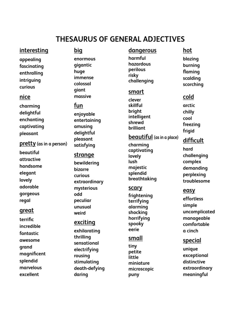 Adjective Guide for Writers | PDF