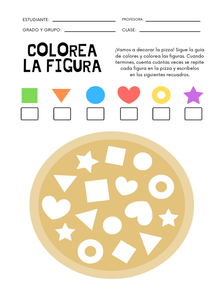 Actividad para Colorear y Contar Figuras Colorido Hoja de Trabajo para ...