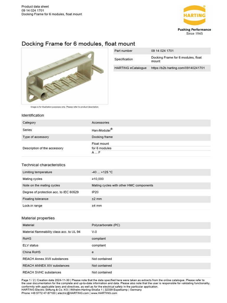 Han Modular Docking Frame Float 09140241701_EN | PDF | Specification ...