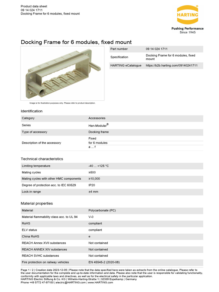 Han Modular Docking Frame Fixed 09140241711 | PDF | Specification ...