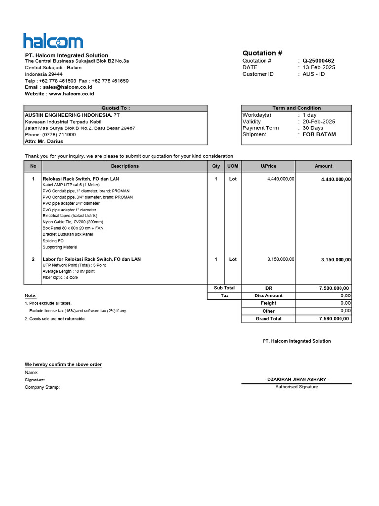 Q-25000462 Relokasi Rack Switch, FO & LAN | PDF | Telecommunications ...