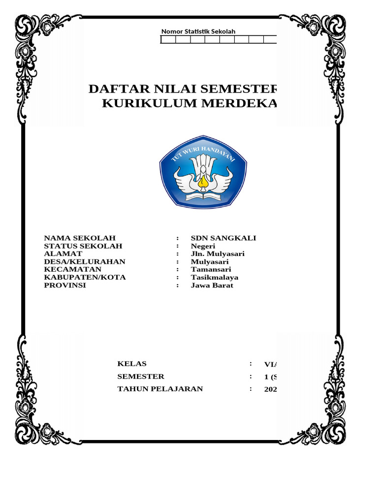Daftar Nilai Kurikulum Merdeka Semua Mapel 5B | PDF