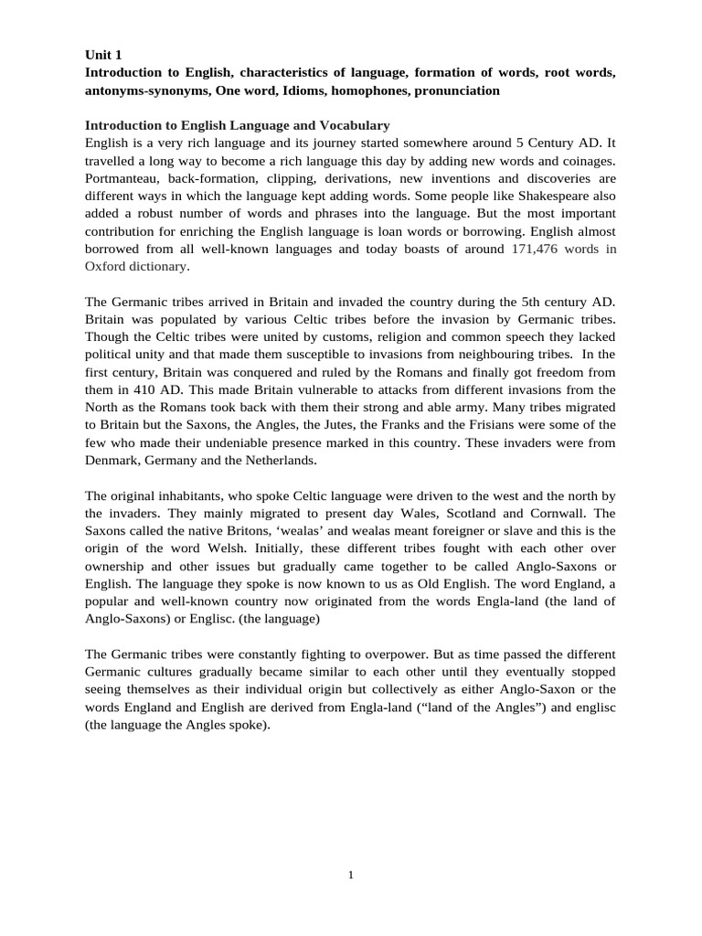 Unit I..Introduction of Language | PDF | English Language | Grammatical ...