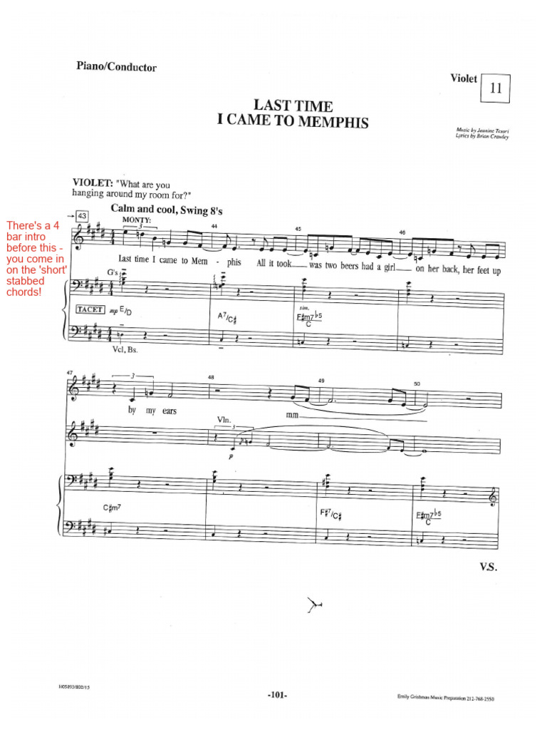 Last Time I Came To Memphis (Monty) Sheet Music | PDF
