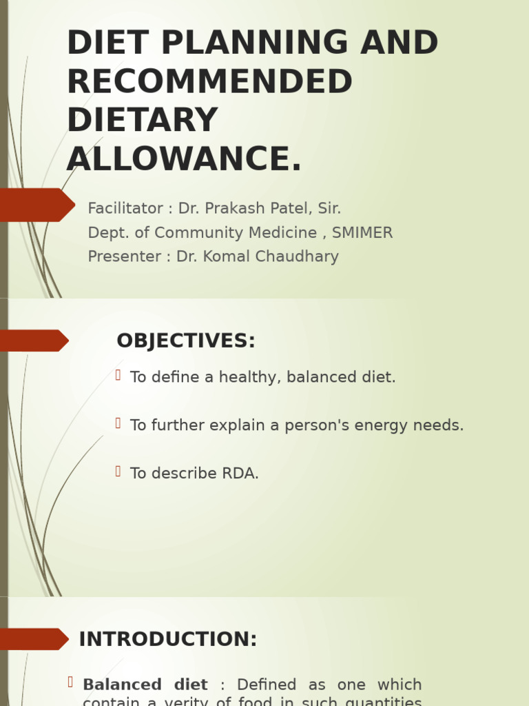 Diet Planning and Recommended Dietry Allowance New | PDF | Nutrients ...