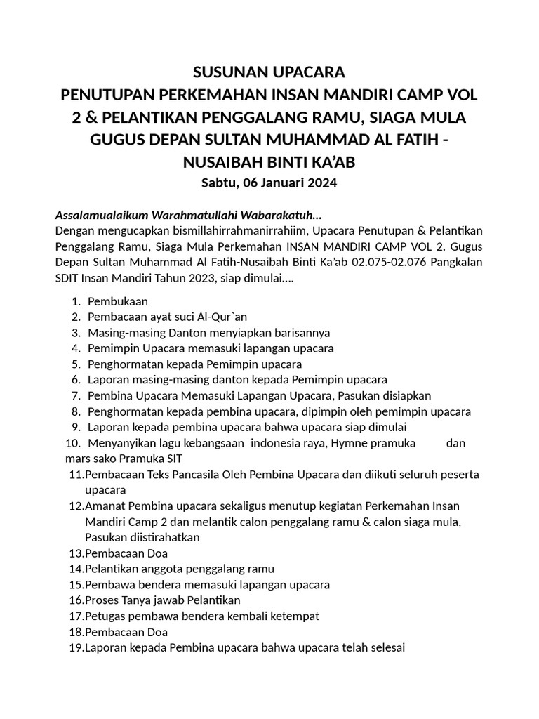 Susunan Acara Api Unggun | PDF