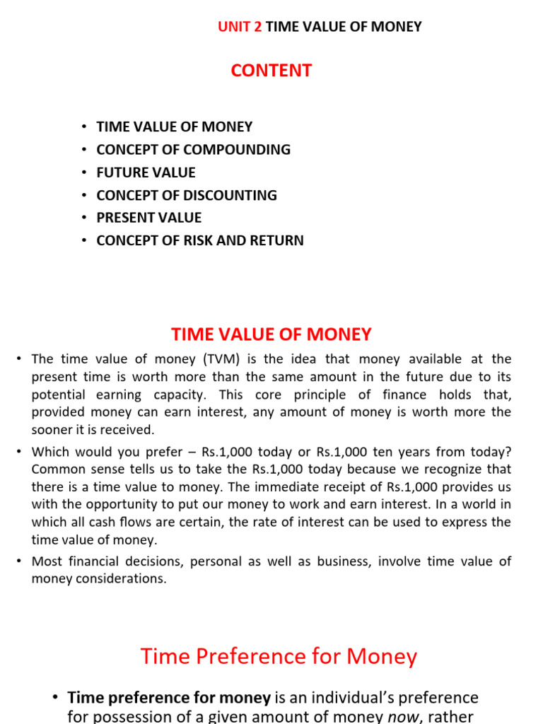 UNIT 2 Time Value of Money | PDF | Present Value | Interest