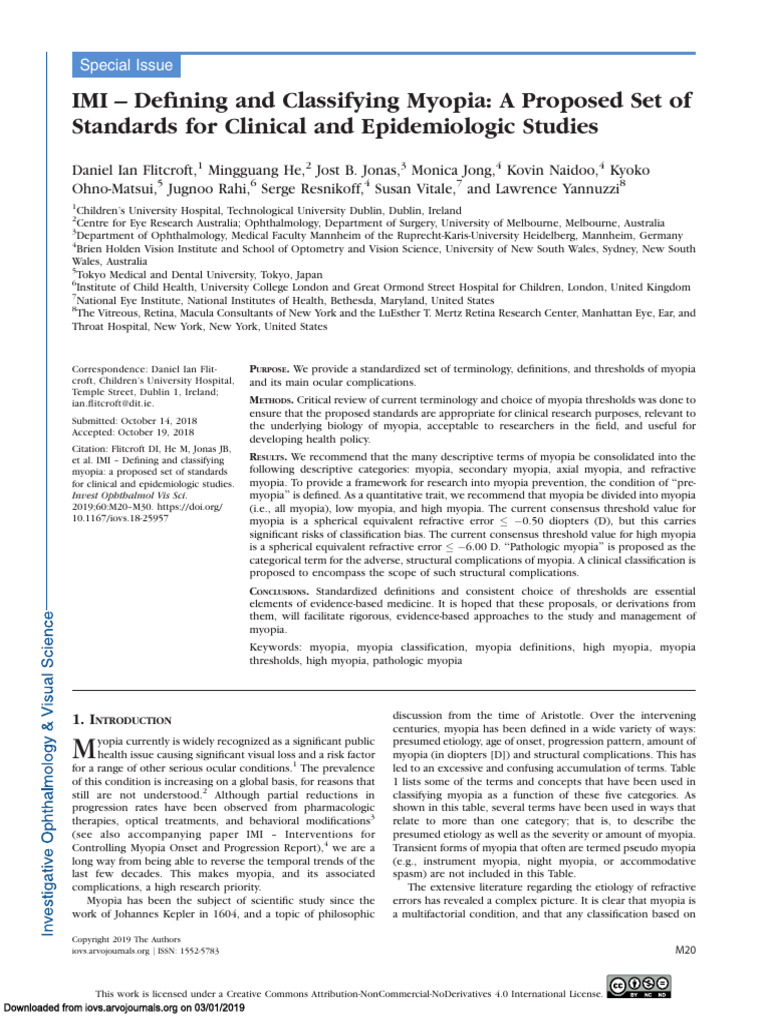 Defining and Classifying Myopia A Proposed Set of Standards For ...