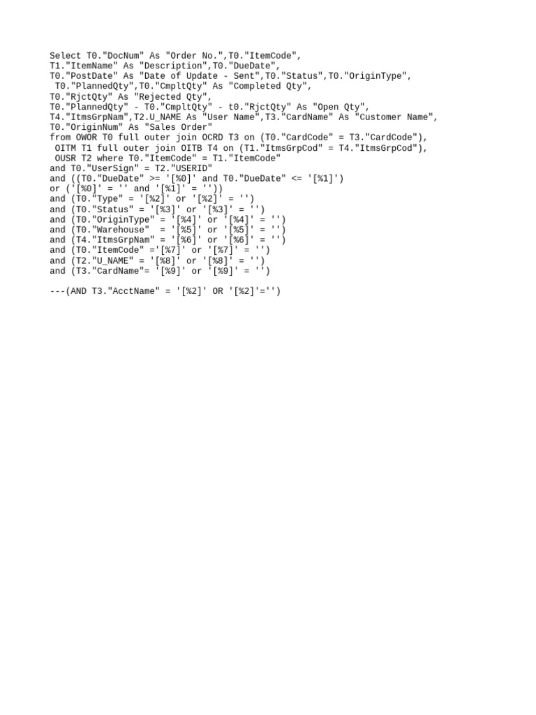 Sample System Production Query | PDF