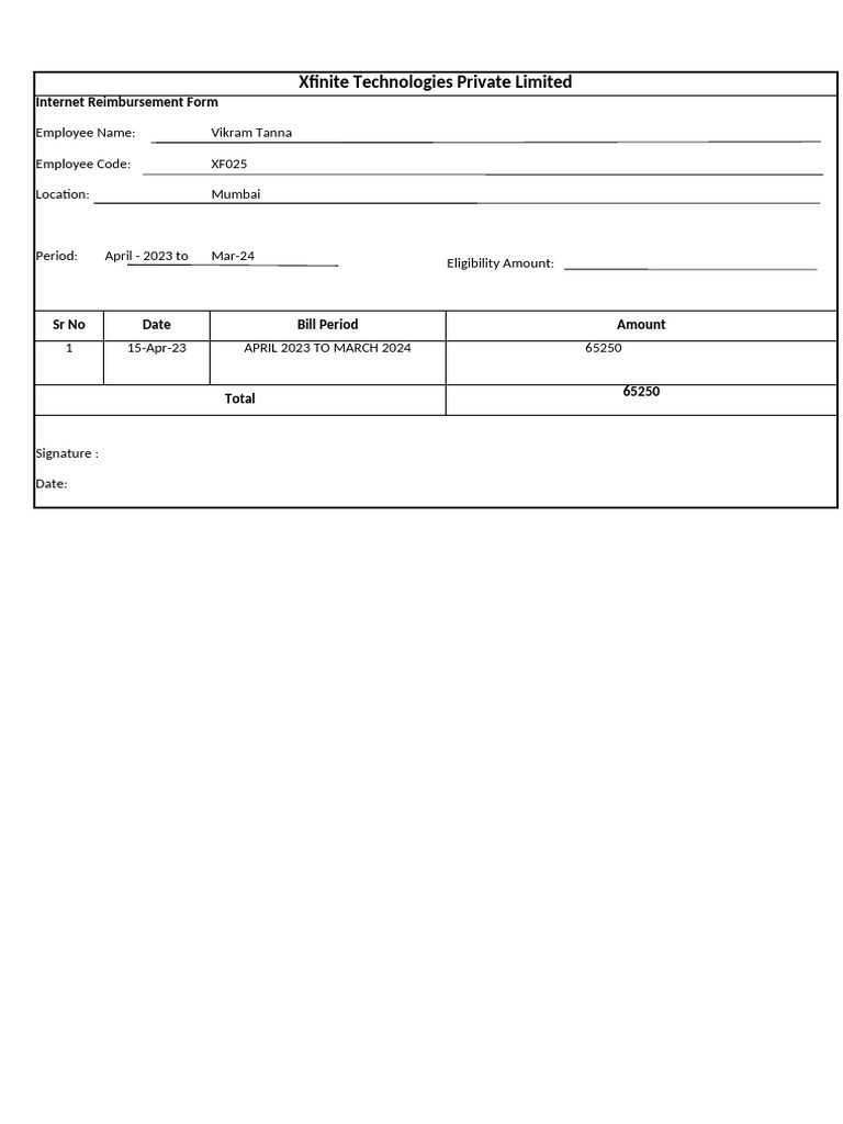 Vikram Tanna_ Internet Reim Claim Form - Xfinite_2023-24 | PDF