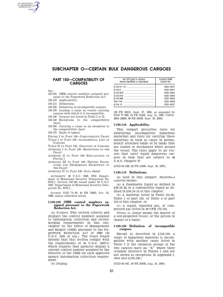 CFR 2011 Title46 Vol5 Chapi Subchapo | PDF | Benzene | Organic Chemistry