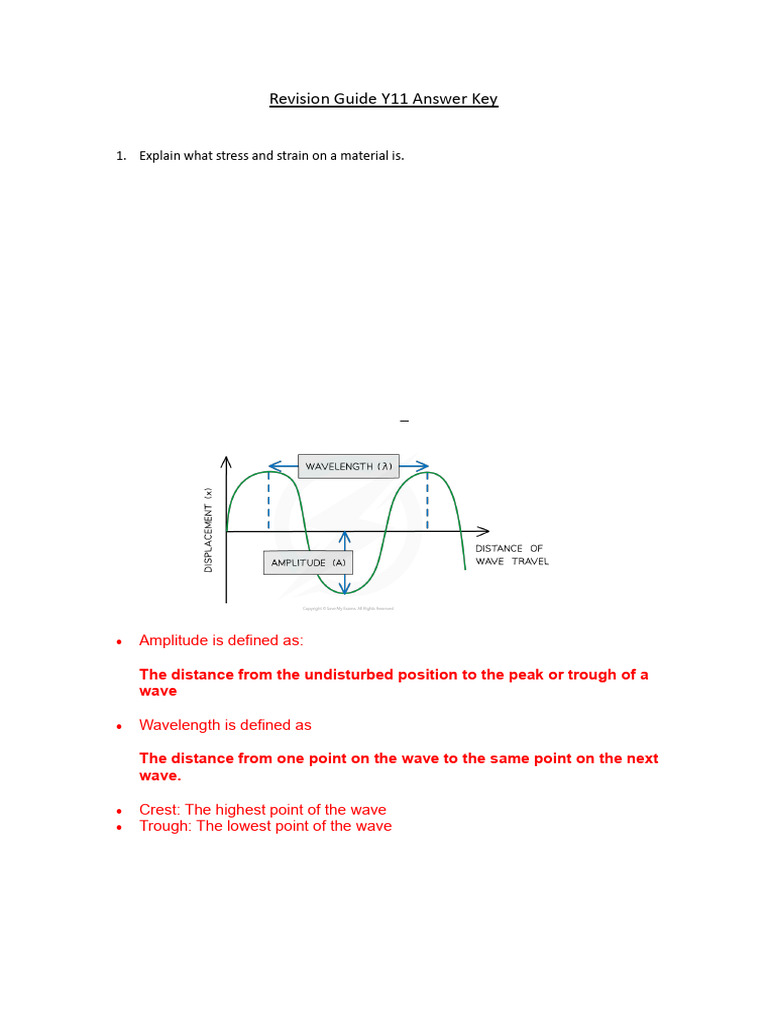 Physics Revision Guide Y11 Answer Key | PDF | Waves | Refraction