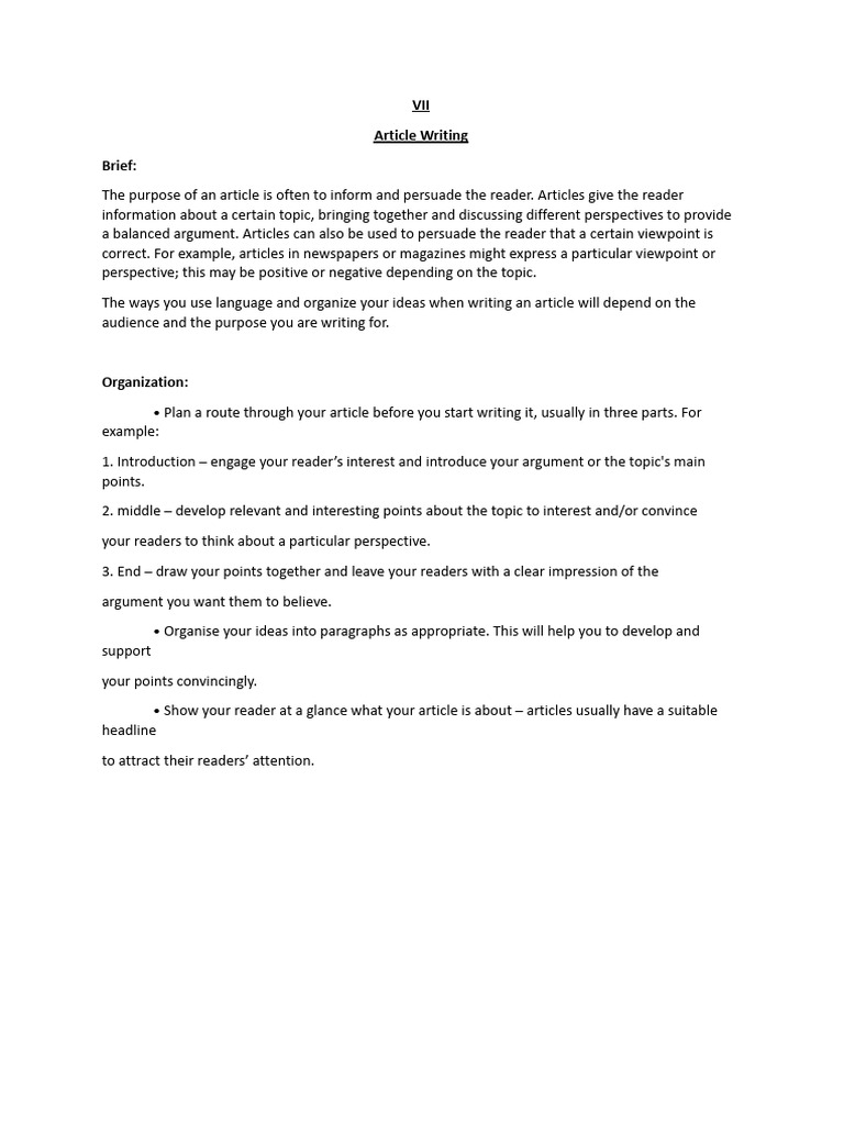 Article Writing: Tips & Structure Guide | PDF