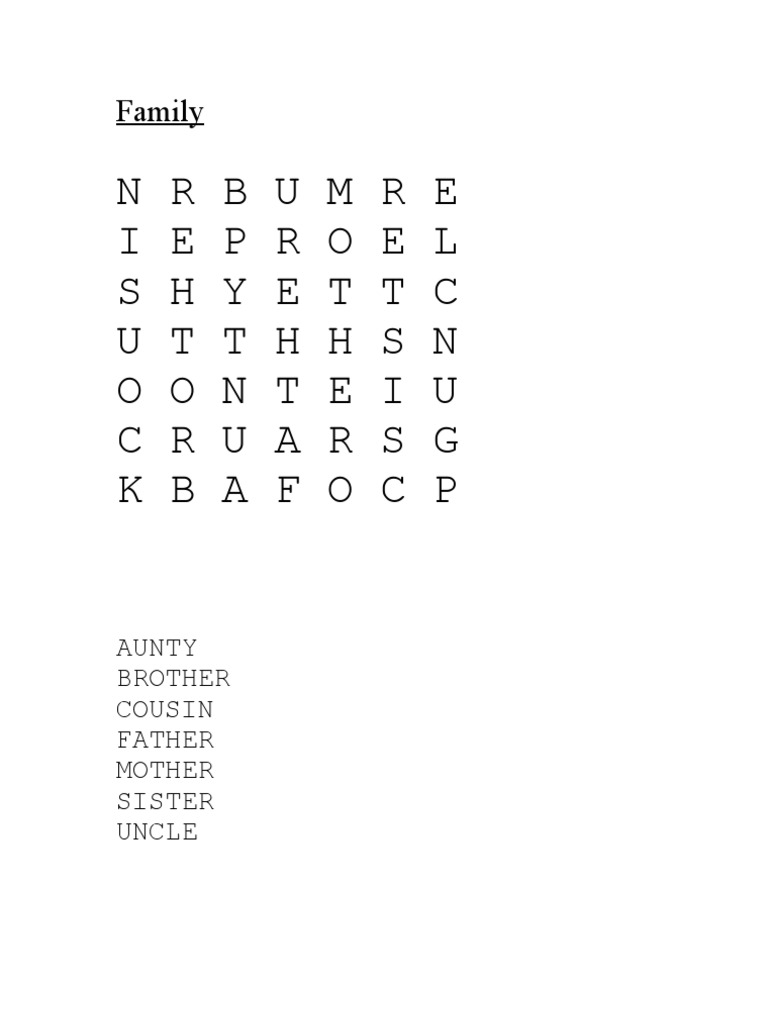 Word Search Family | PDF