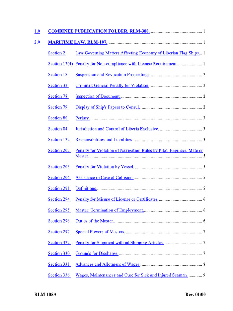 RLM-105A Familiarization With National Maritime Legislation | PDF