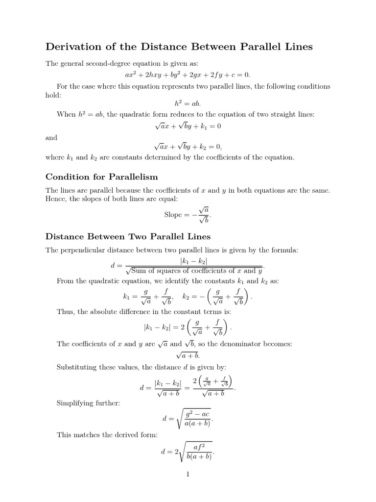 Conditions for Parallel Lines Explained | PDF | Square Root | Equations