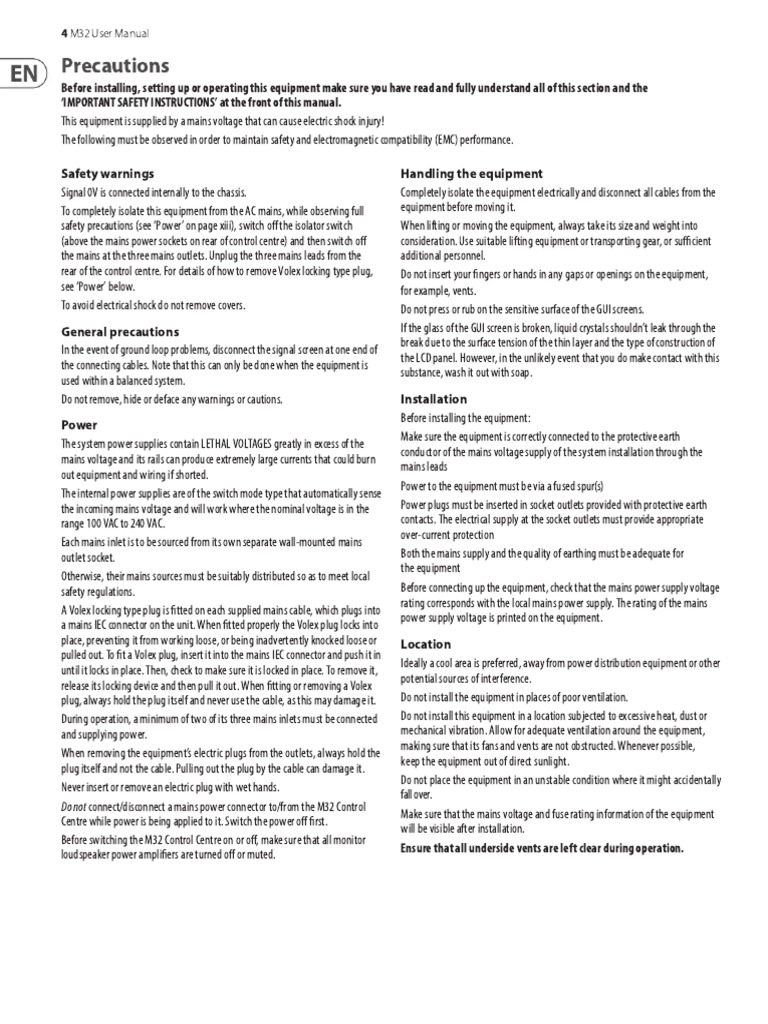 User Manual Midas M32 (English - 64 Pages) | PDF | Electrical Connector | Mains Electricity