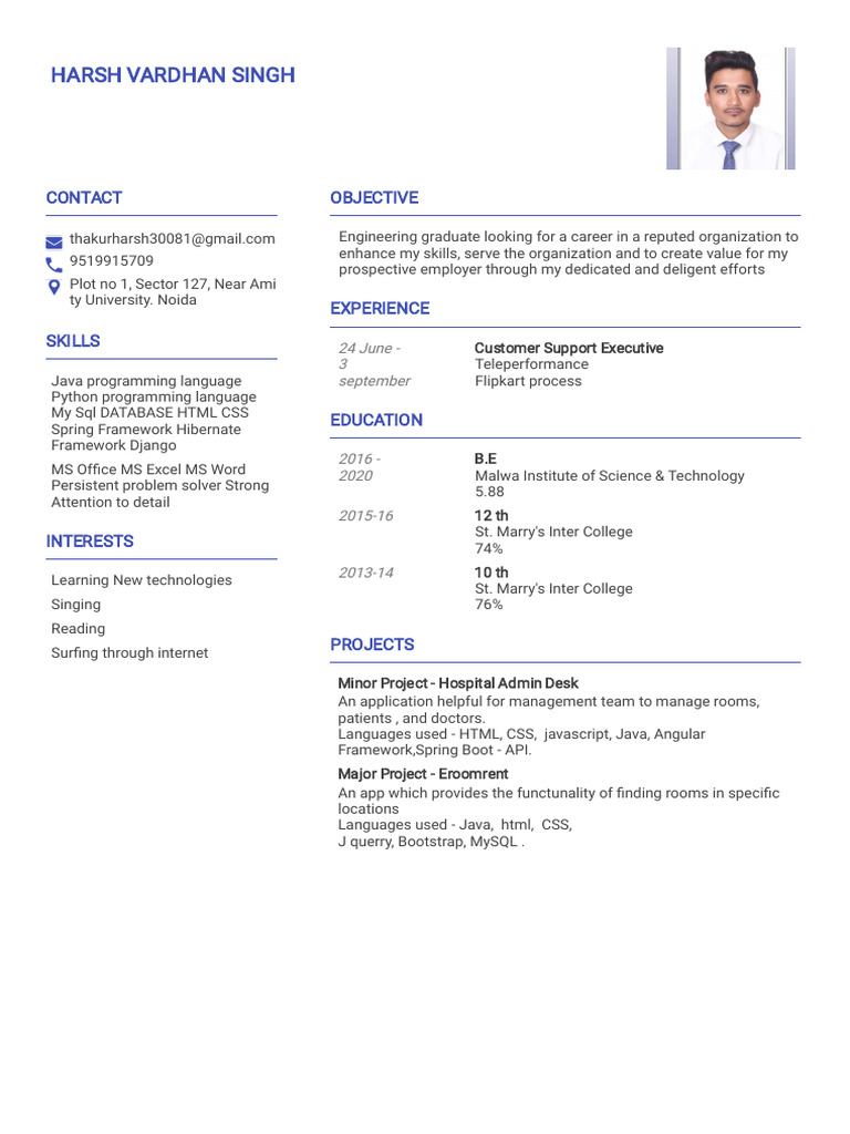 Harsh Vardhan Singh: Contact Objective | PDF