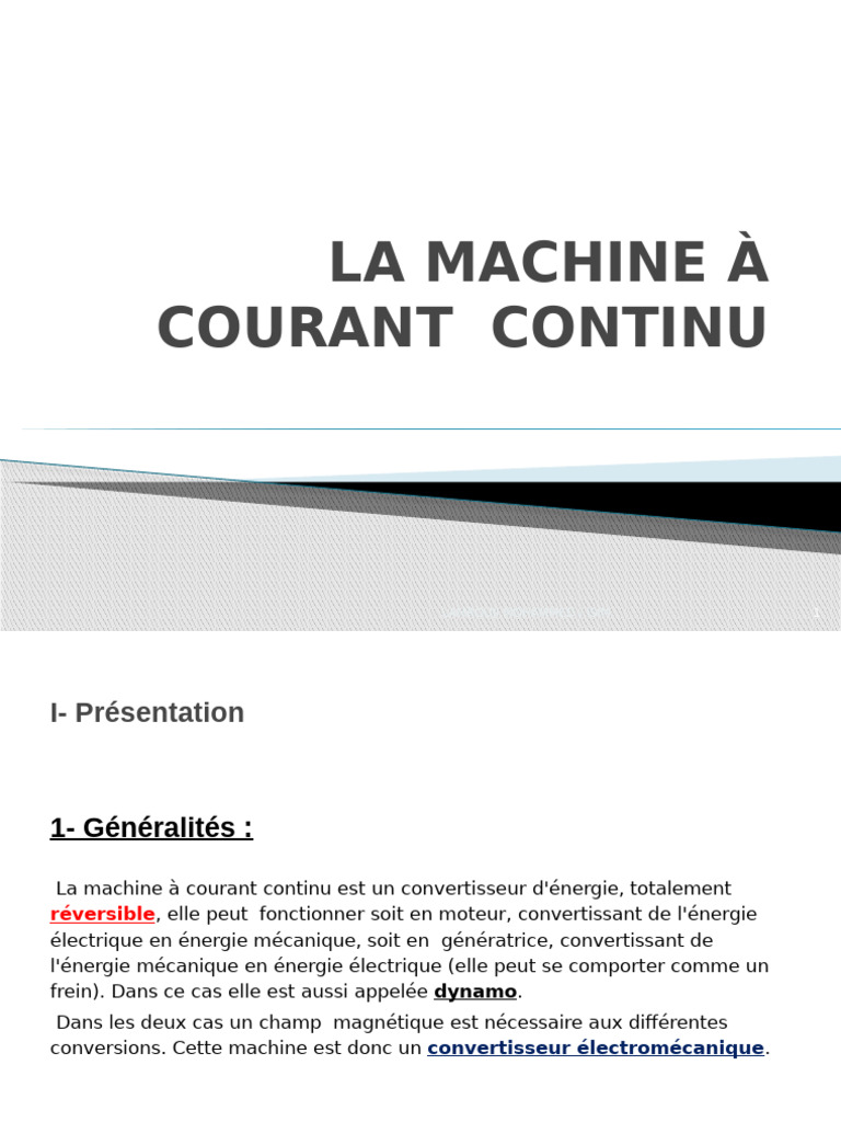 Introduction à la machine à courant continu | PDF | Puissance (physique ...