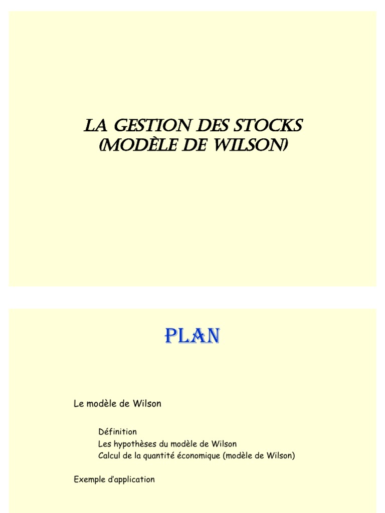 La Gestion Des Stocks (Wilson) | PDF