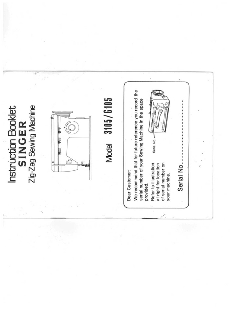 Singer Sewing Machine 3105 G105 Manual | PDF