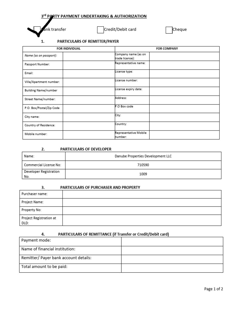 Third Party Form 9.8 | PDF | Payments | Cheque