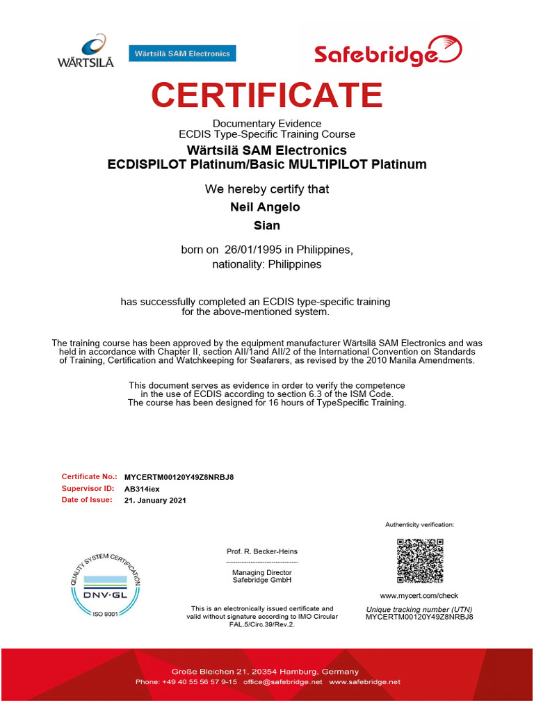 ECDIS Training Certification | PDF