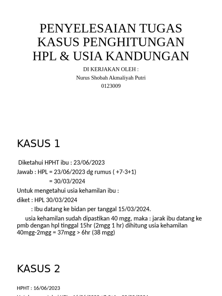Penyelesaian Tugas Kasus Penghitungan HPL | PDF