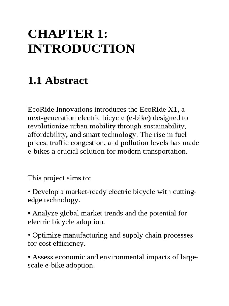 EcoRide X1: Revolutionizing Urban E-Bikes | PDF | Transport ...