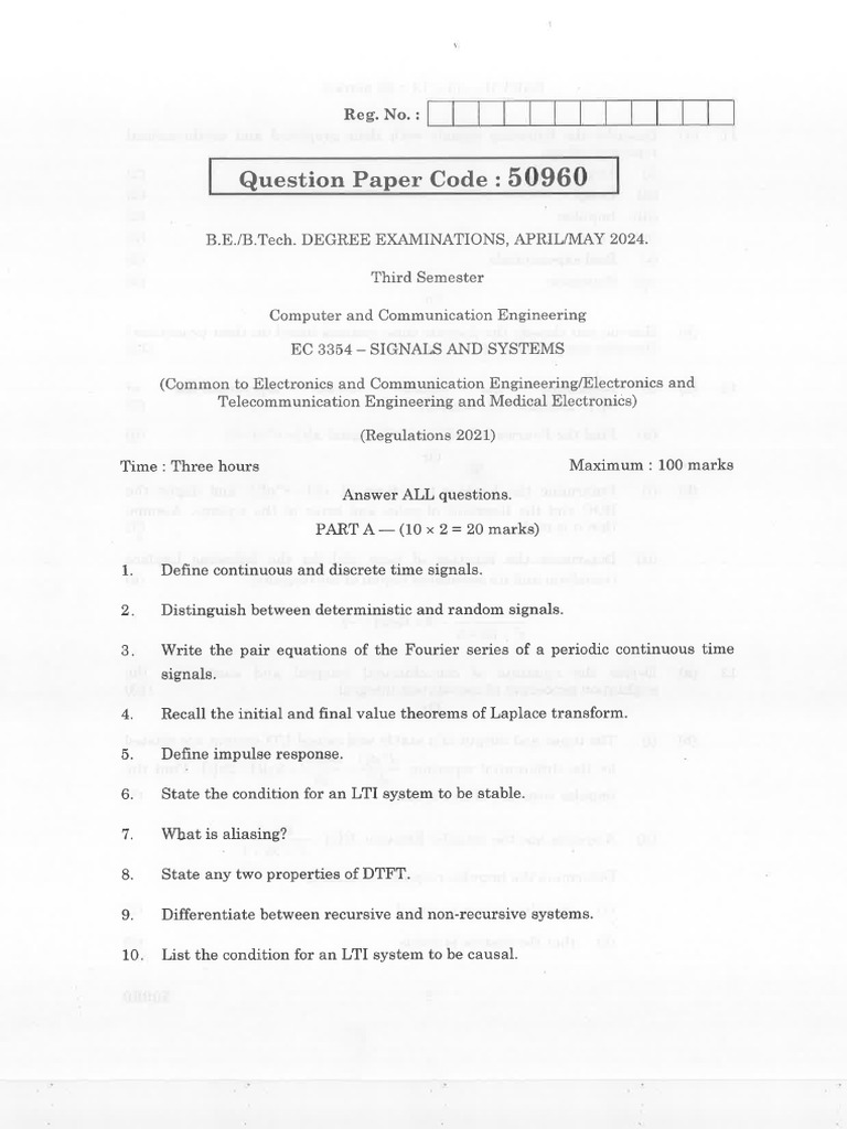 Signals and Systems Study Guide | PDF | Fourier Transform | Laplace ...
