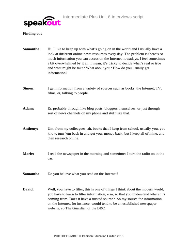 In TP Unit 8 Interviews Scri | PDF | Mass Media