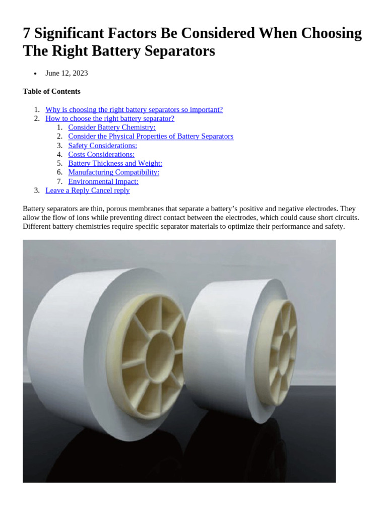Significant Factors Be Considered When Choosing The Right Battery ...