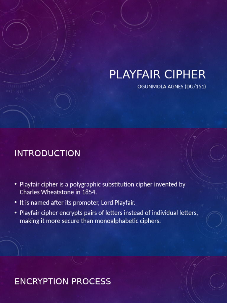Introduction To Playfair Cipher - Classical Cryptography | PDF | Cryptography | Computer Security