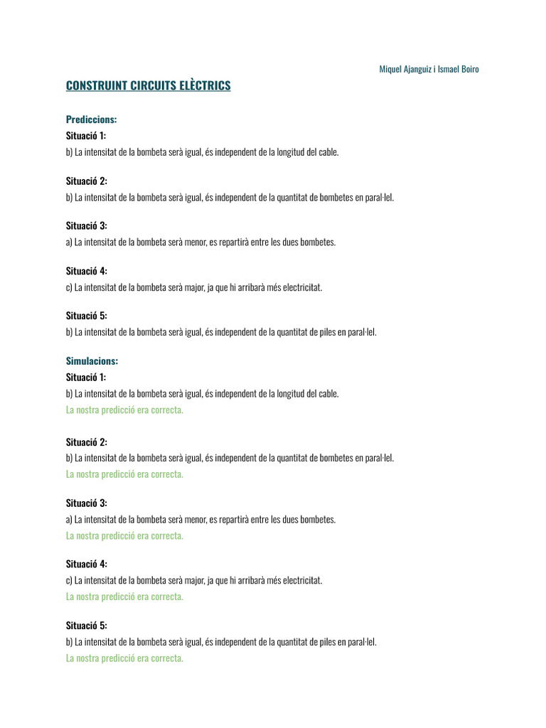 ContruintCircuitsElèctrics Isamel Miquel | PDF