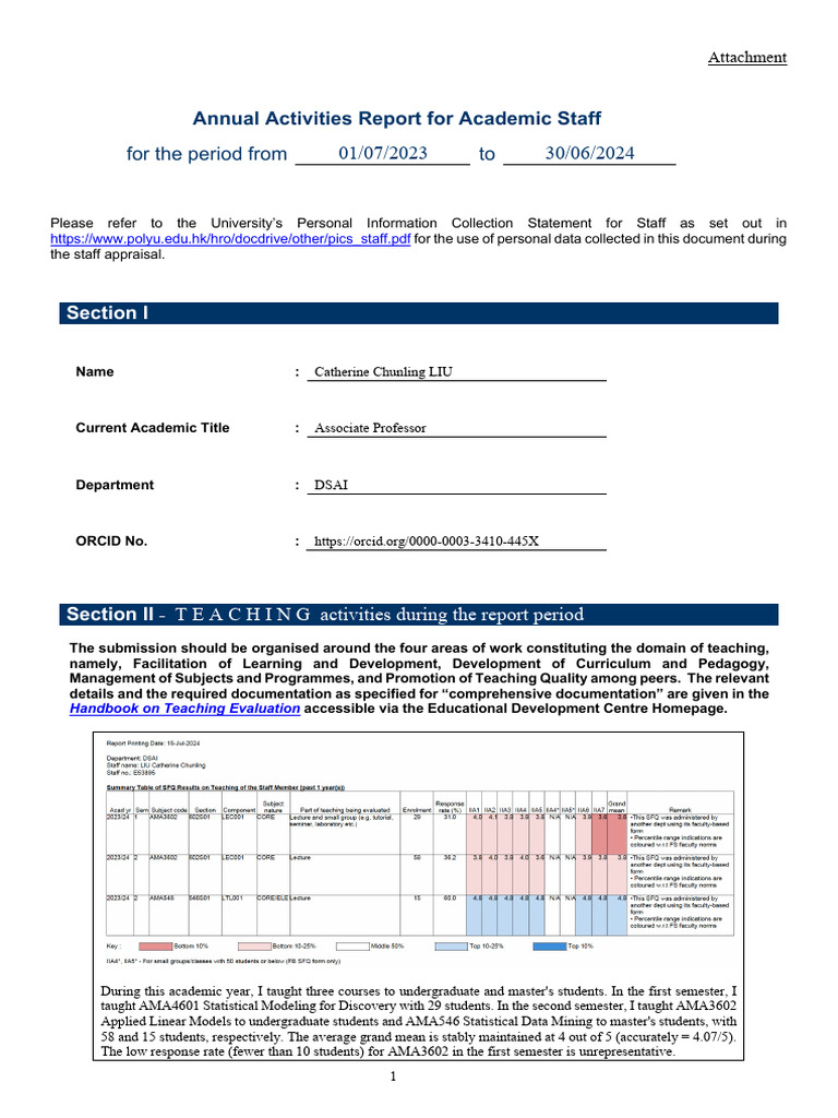 Annual Academic Staff Report 2023-2024 | PDF | Thesis | Doctor Of ...