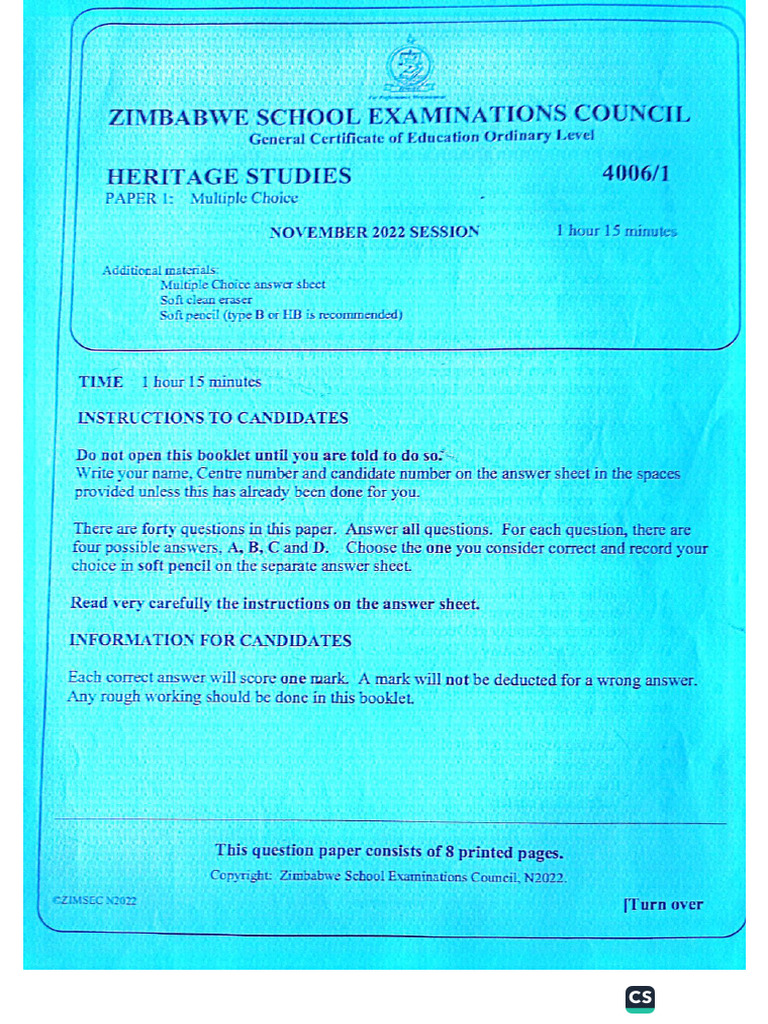 O'level Heritage p1 2022-1 | PDF