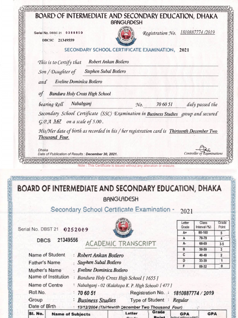 ssc certificate | PDF | Secondary Education | Schools