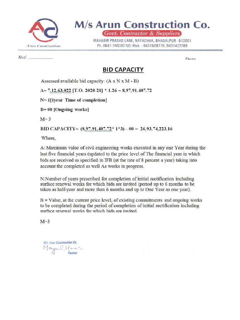 09 Bidding Capacity | PDF