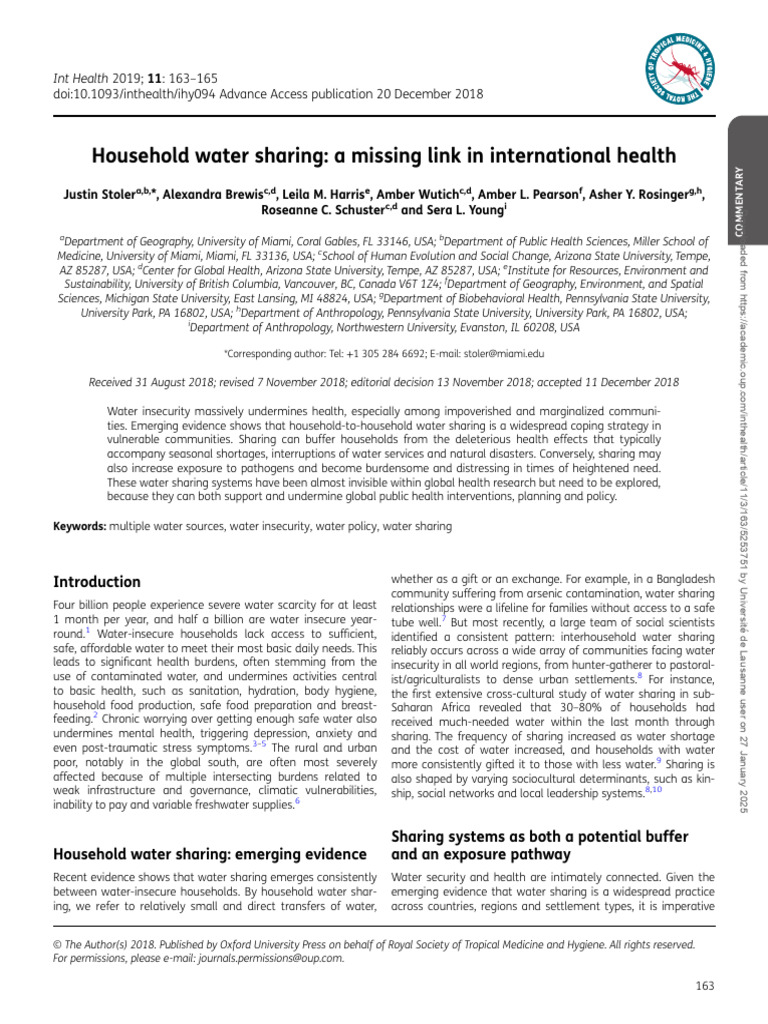 Stoler et al. (2018) | PDF | Drinking Water | Water Security