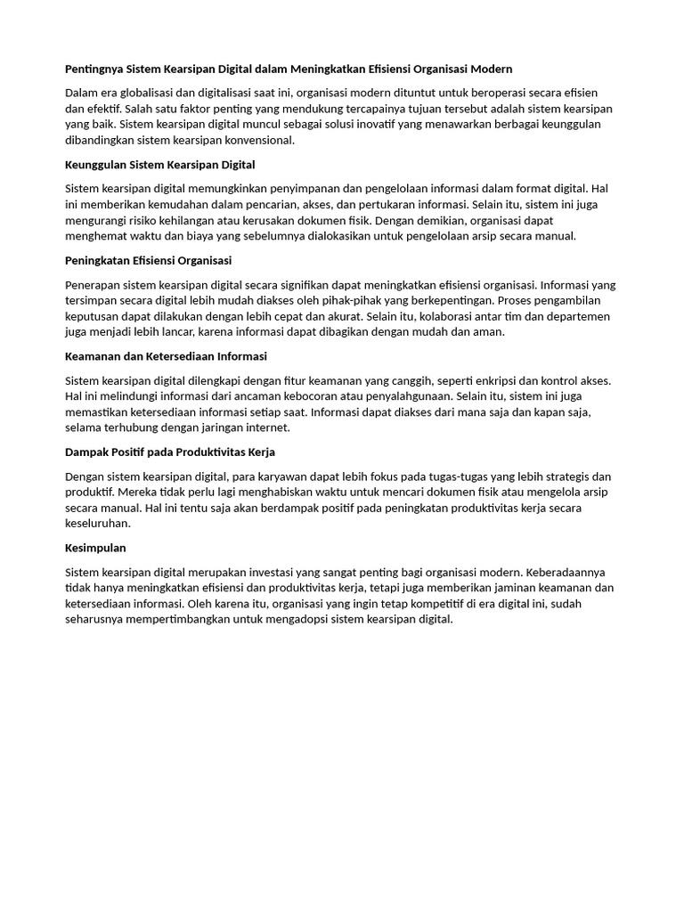 Pentingnya Sistem Kearsipan Digital Dalam Meningkatkan Efisiensi ...