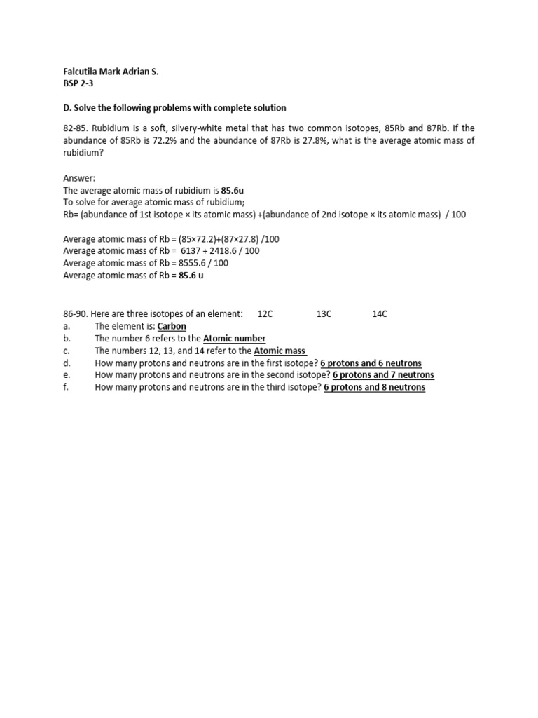 D. Solve The Following Problems With Complete Solution | PDF