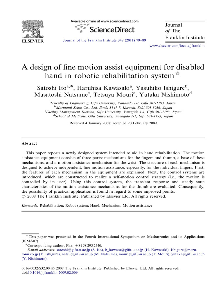 A Design of Fine Motion Assist Equipment For Disabled Hand in Robotic ...