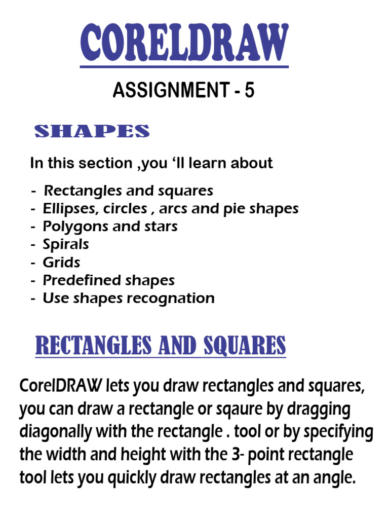 CorelDRAW Shapes Tutorial Guide | PDF