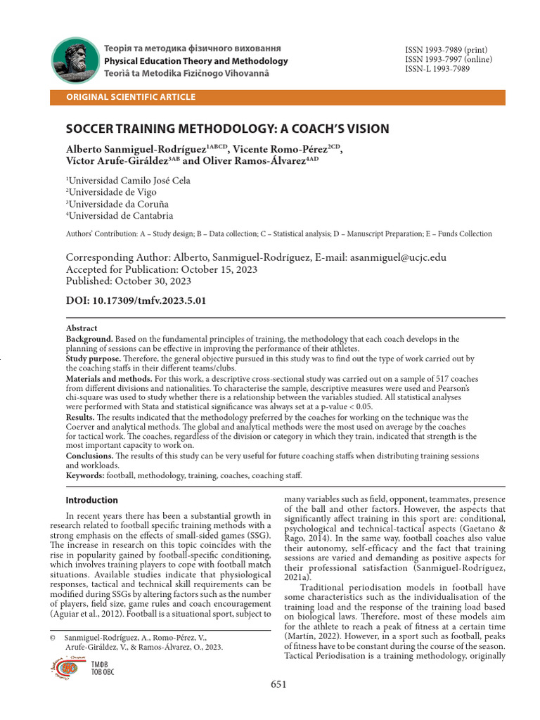 Soccer Training for Coaches | PDF | Methodology | Statistics