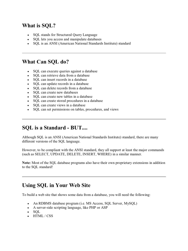 SQL Basics | PDF | Sql | Databases