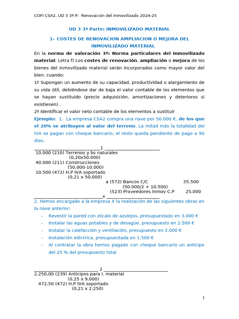 UD 3 3 Parte Renovación y Mejora Del Inmovilizado Material | PDF | Business | Economias