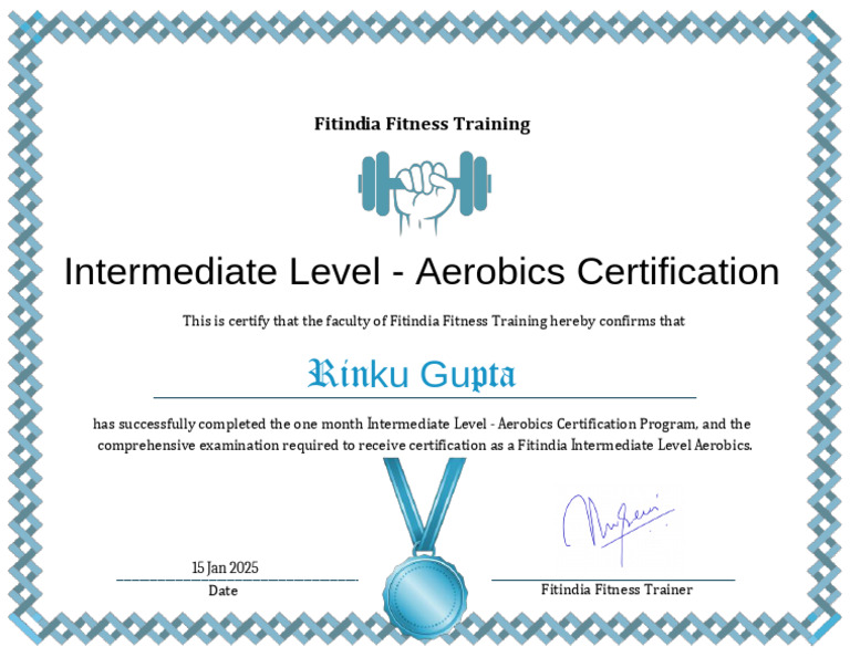 Aerobics Certificate | PDF
