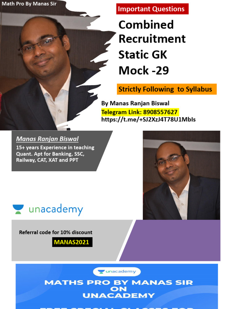 Selected Important Static GK By Manas Sir1 | PDF