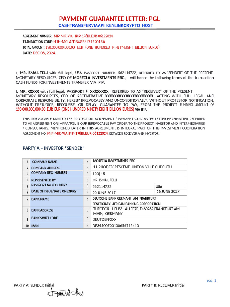 198B PGL Ipip To The Receiver-1 | PDF | Euro | Payments