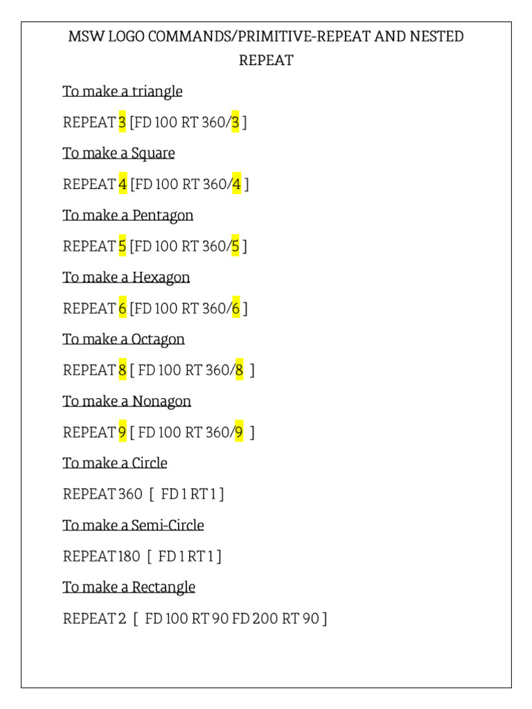 MSW Logo Commands | PDF